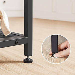 VASAGLE Bakers Rack, Kitchen Shelf, Kitchen Island, Microwave Oven Stand with 3 Open Shelves, 6 Hooks, Metal Frame, 15.7 x 31.5 x 35.4 Inches, Industrial, Rustic Brown and Black UKKI002B01