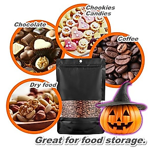 BAAGGNAA 110 Pack Stand up Matte Metallic Ziplock Bags with Clear Front Window Heat-Sealable Resealable Solid Color Pouches for Food Storage Containers Organizer(Black,6.3 * 9.4 inch,Pack of 110)