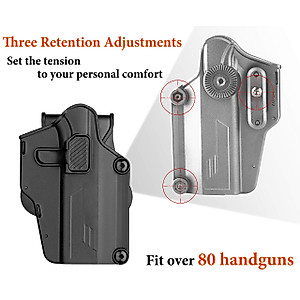 Multi-Fit Gun Holster Fits 80+ Pistols, OWB Tactical Holster for Glock/Sig Sauer/CZ/Ruger/Springfield/Beretta/S&W M&P/1911/Taurus/HK/CZ/Walther, 360° Adjustable Open Carry Holster - Right Handed
