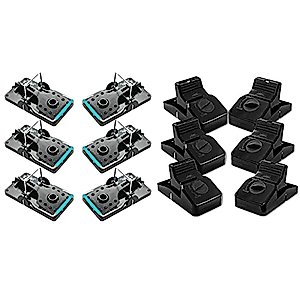 Rat and Mouse Traps and Large Pest Control Traps for Catching Mice – This Bundle has a set of 6 Large Snap Traps for Mice Chipmunks ‘N Squirrels with a Set of 6 Large Reusable Rat Trapping for Mice Ch