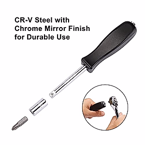 Mayouko 62 Pieces 1/4 Inch Drive Socket Set, SAE/Metric, 1/4" Dr. Socket Set with Ratchet and Adapters, 5/32-Inch - 9/16-Inch, 4mm - 14 mm