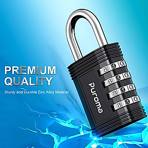Puroma 2 Pack Combination Lock 4 Digit Padlock for School Gym Locker, Sports Locker, Fence, Toolbox, Case, Hasp Storage (Black)