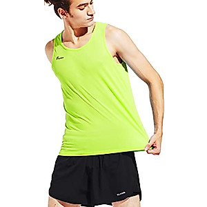TLRUN Men's Running Tank Top Ultra Lightweight Marathon Singlet Shirts Dry Fit Yoga Workout Sleeveless T-Shirts(X-Large Yellow)