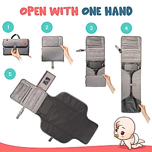 Portable Diaper Changing Pad for Diaper Bag, Waterproof Baby Changing Pad, Portable Changing Pad for Baby with Smart Wipes Pocket - Lightweight Travel Changing Pad On The Go - Baby Pad - Baby Gift