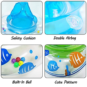 Baby Swimming Ring Floats with Safety Seat Double Airbag Swim Rings for Babies Kids Swimming Float Baby Floats for Pool Swim Training Aid Kids PVC Pool Floats for Toddlers of 6-12 Months
