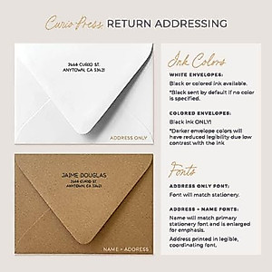 Personalized Stationery Flat Notecards w/Envelopes (A2 & A7 Sizes) - Monogram Flat Cards and Envelopes w/Name, Text, & More - Modern Stationery Thank You Card - Classy Desk Supplies - Thin Line Flat