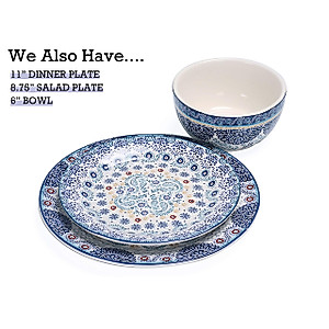 Bico Blue Talavera Ceramic Pasta Bowl, Set of 5(1 unit 214oz, 4 units 35oz), for Pasta, Salad, Microwave & Dishwasher Safe, House Warming Gift