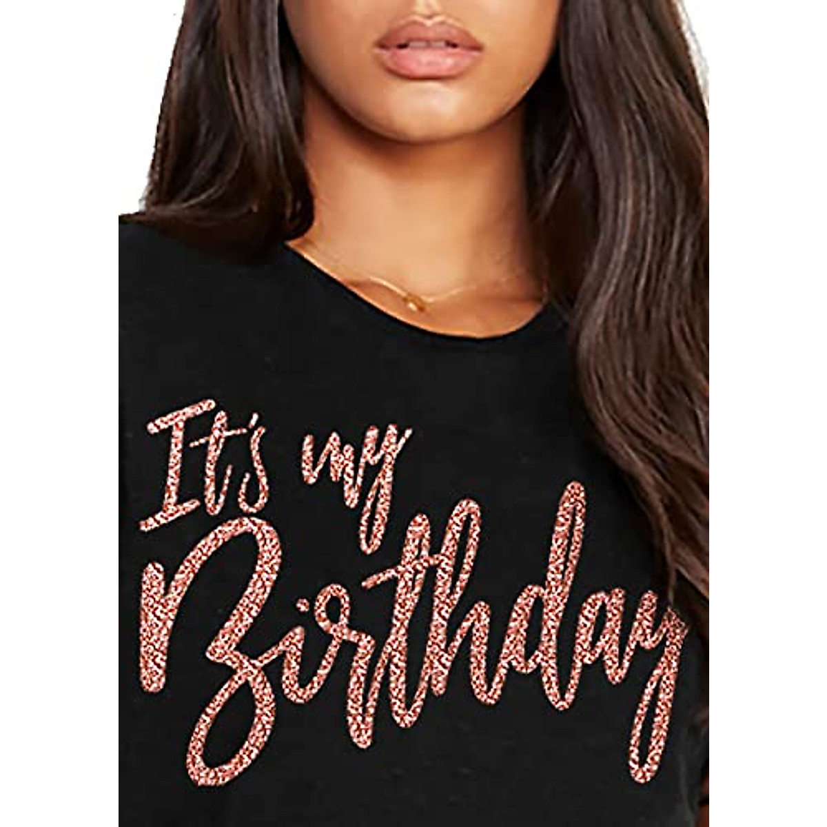 Plus Size Birthday Shirts for Women - Rose Gold Glam It's My Birthday T-Shirt - 2XL - Black Tee(ItsMyBdy RsG) Blk/2xl