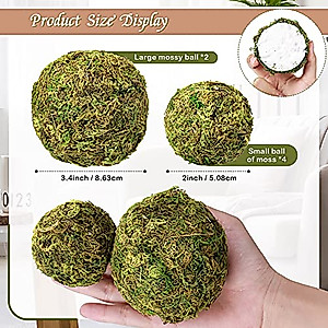 18 Pcs Green Moss Decorative Balls Wicker Rattan Cord Balls Set, Vase Bowl Filler Balls Hanging Balls for Christmas Centerpieces Home Tree Garden Wedding Party Coffee Table