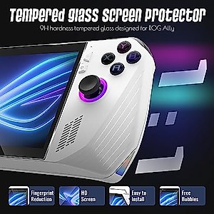 Orzero (3 Pack Compatible for ROG Ally (Upgraded) Tempered Glass Screen Protector, (Full Coverage) Anti Scratch 9 Hardness 2.5D Arc Edges Bubble-Free (Lifetime Replacement)