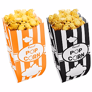 [100-pcs] 1 oz Orange Popcorn Bags + [100-pcs] 1 oz Black Paper Popcorn Bags - Customizable - Bundle