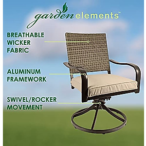 Garden Elements Bellevue Aluminum Woven Back Swivel Rocker, Taupe (Pack of 2)