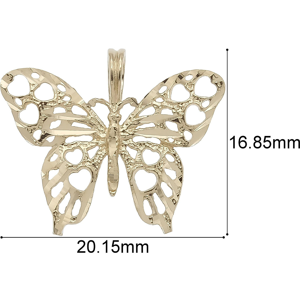 14K Yellow Gold Charm Butterfly Pendant Jewelry 17mm