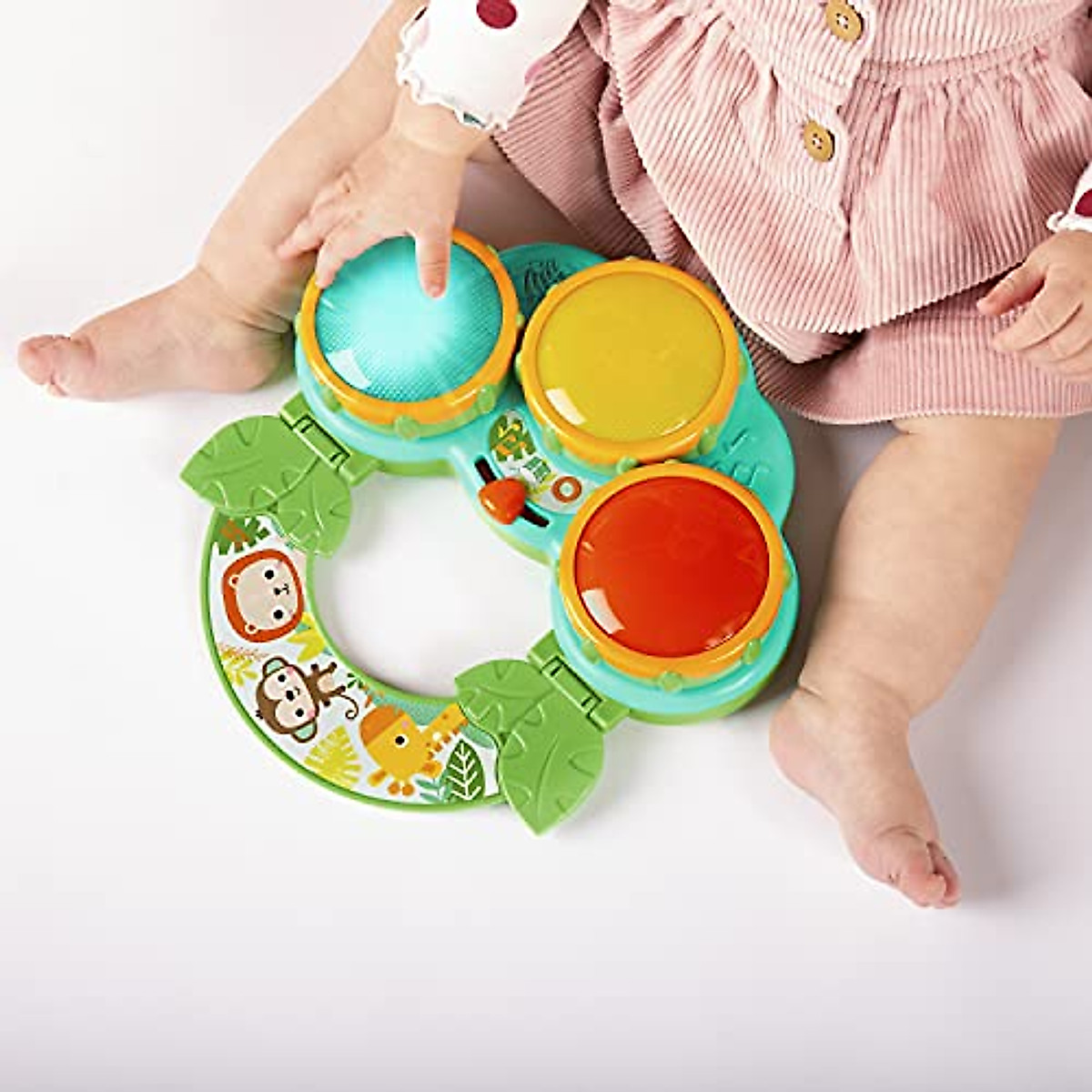 Bright Starts Safari Beats Musical Drum Toy with Lights, Ages 3 Months +, Multi