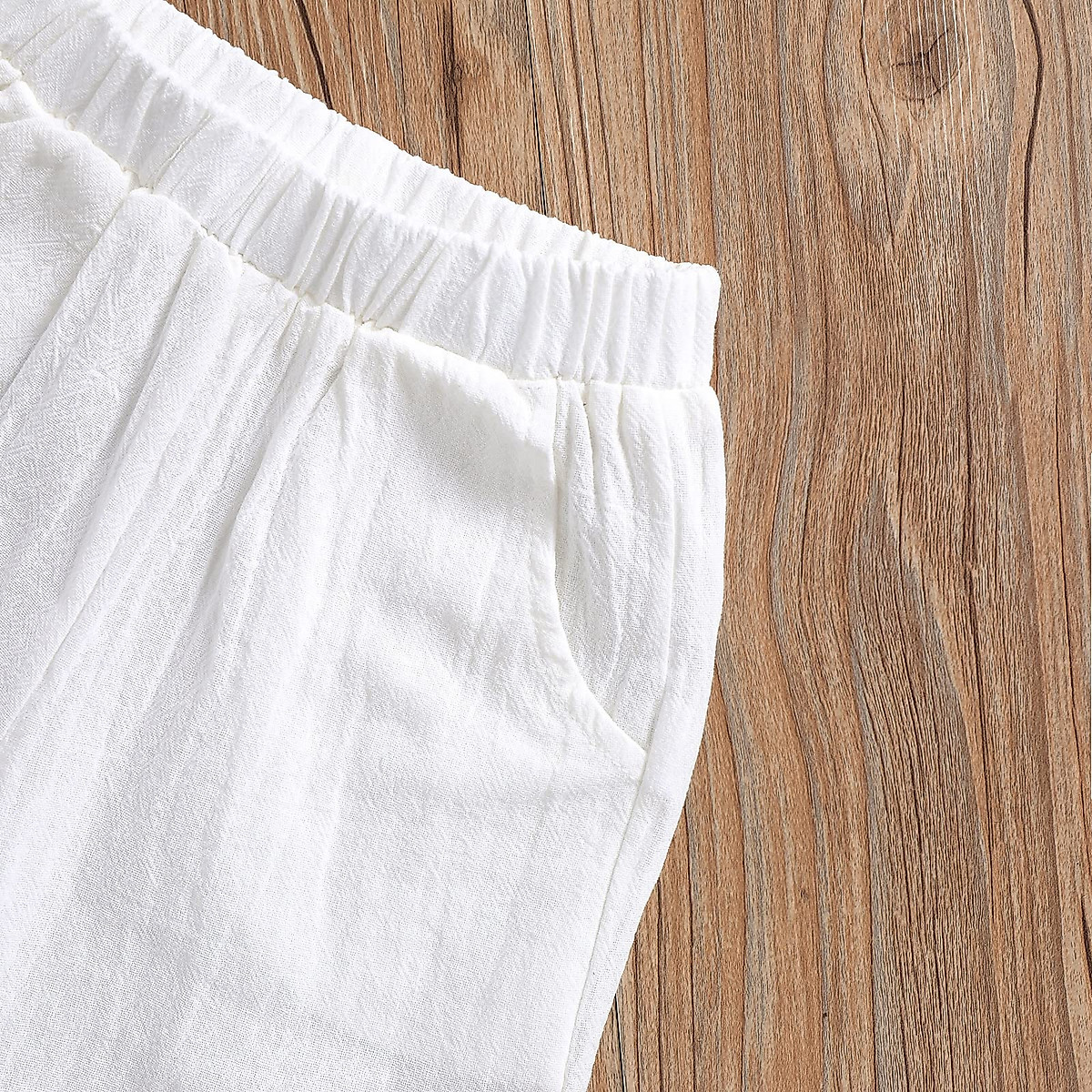 SHIBAOZI Toddler Baby Boys Clothes Set Button-down Shirt Tops + Cotton Linen Shorts Summer Outfit 2PCS with Pockets (White, 2-3T)