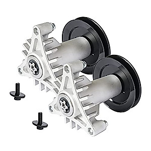 q&p 2 Pieces Garden Tractor 42" Spindle Assembly Bracket with Pulley Replaces 128285, 130794, 133172, 137641, 137645, 532128285, 532130794+Replaces Pulley 153535 Black Colour Pulley Surface