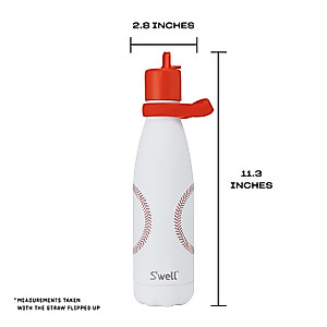 S'well Stainless Steel Water Bottle with Flip Straw Cap and Handle, 17oz, Home Run, Triple Layered Vacuum Insulated Containers Keeps Drinks Cold for 36 Hours and Hot for 10, Perfect for On the Go