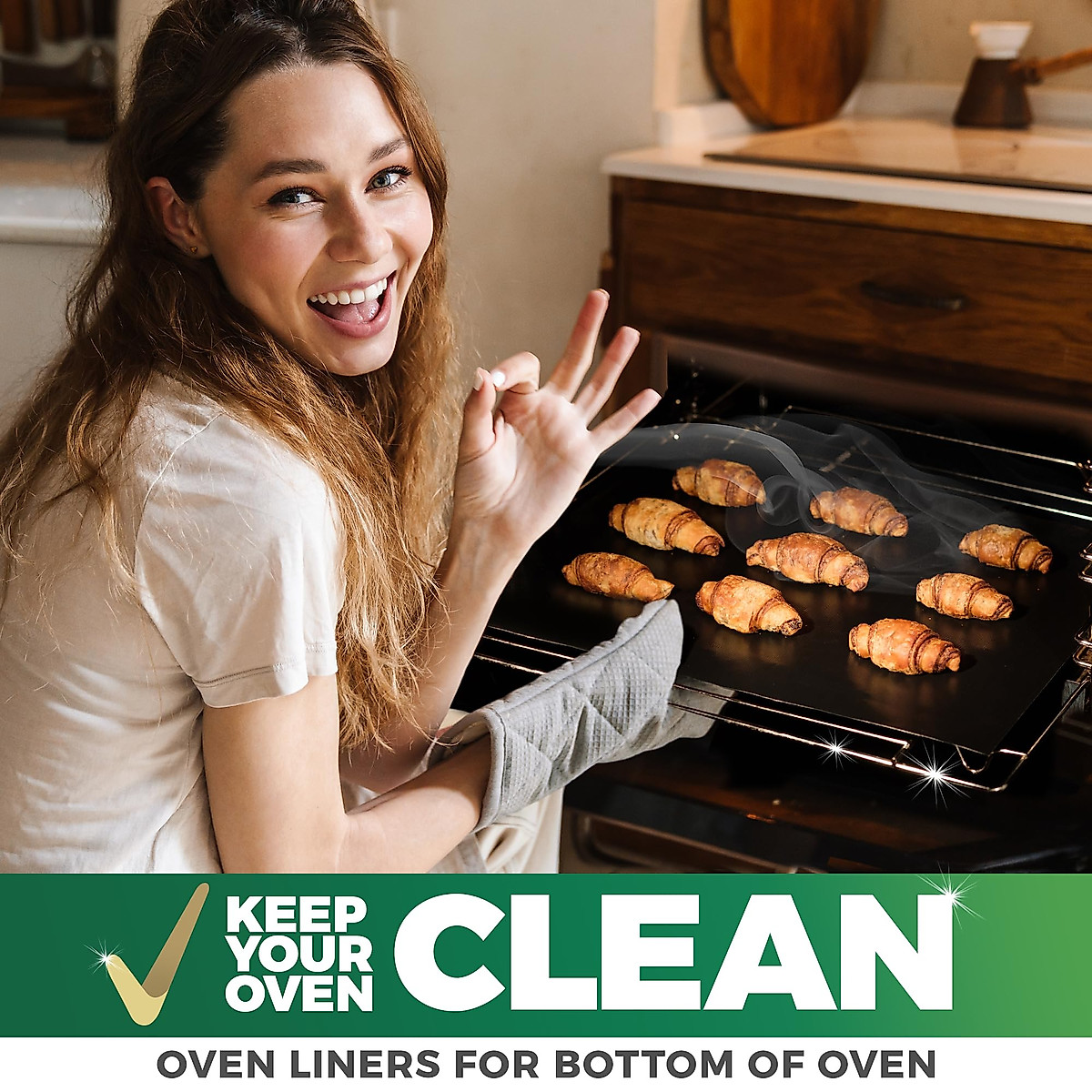 Oven Liners for Bottom Rack of Gas Electric Oven - 4X Large Nonstick Oven Liners - Heavy Duty Reusable Oven Floor Protector Liner - Oven Bottom Mat