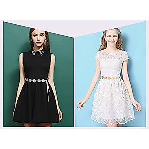 Hollow Circle Decorative Waist Chain Belts Gold Plated Metal Jeans Dress Belts for Women Girl-Silver