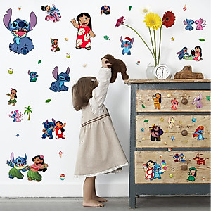 2 Sheets Cartoon Wall Decals, Large Removable Waterproof Peel and Stick Wall Stickers Ideal for Boys Girls Bedroom Bathroom Living Room Nursery Playroom Wall Decor