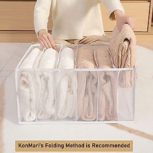 CulRun Wardrobe Clothes Organizers, Foldable 6 Grids Wardrobe Organizer, Portable Clothes Drawer Organizors, Washable Wardrobes Storage Organizer for Sweats, Shirt, Legging, Skirts, Socks, 3PCS, White