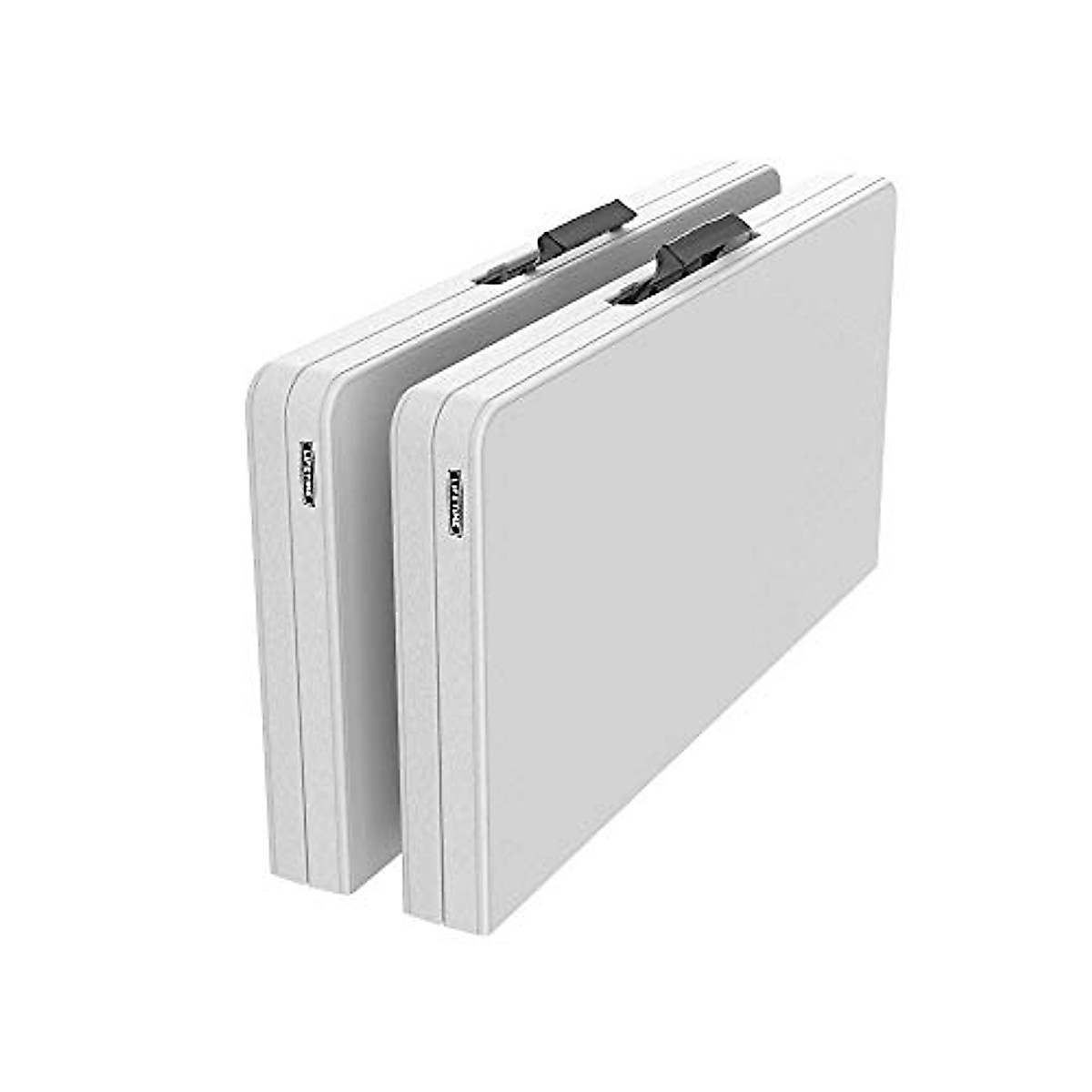 Lifetime 80884 37-Inch Square Fold-in-Half Table, 2 Pack, Light Commercial, White Granite