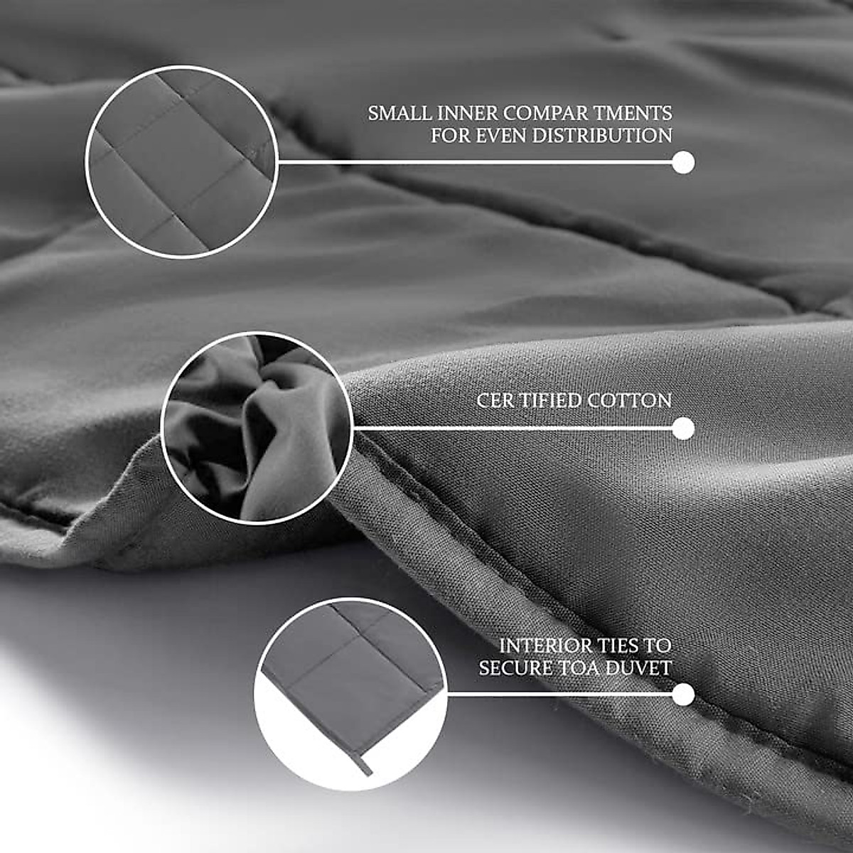 CYMULA Weighted Blanket for Adults 15lbs 60"x 80" Queen Size Dark Grey Cooling Weighted Blankets for 140-180 lb