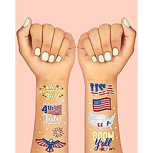 xo, Fetti Fourth of July Decorations Temporary Tattoos - 30 styles | America, Red White and Blue Party Supplies, 4th of July, USA,Memorial Day, Independence Day, Labor Day