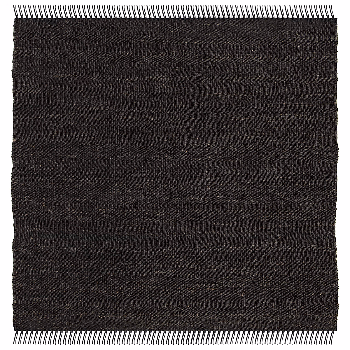 SAFAVIEH Natural Fiber Collection 4' Square Black NF368D Handmade Boho Fringe Woven Jute Area Rug
