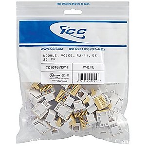 ICC CAT3JK6PKWH IC1076VCWH - 25PK Cat3 Jck 6Con. - White by ICC