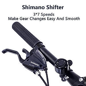 MEGHNA Hybrid Bike 3 x 7 Speed Driven Flat Bar 700C Dual Disc Brake 21 Speed Road Bike for Unisex Adult Women Men Senior Junior (Blue)