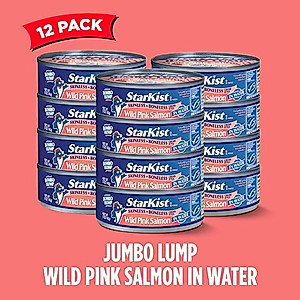 StarKist Wild Pink Salmon, Skinless, Boneless, 5 Ounce (Pack of 12)