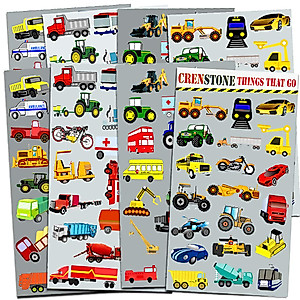 Under Construction Book for Toddlers Set ~ Construction Vehicles Book with Movable Trucks and Crenstone Stickers (Tractors, Bulldozers, Trucks, and More)