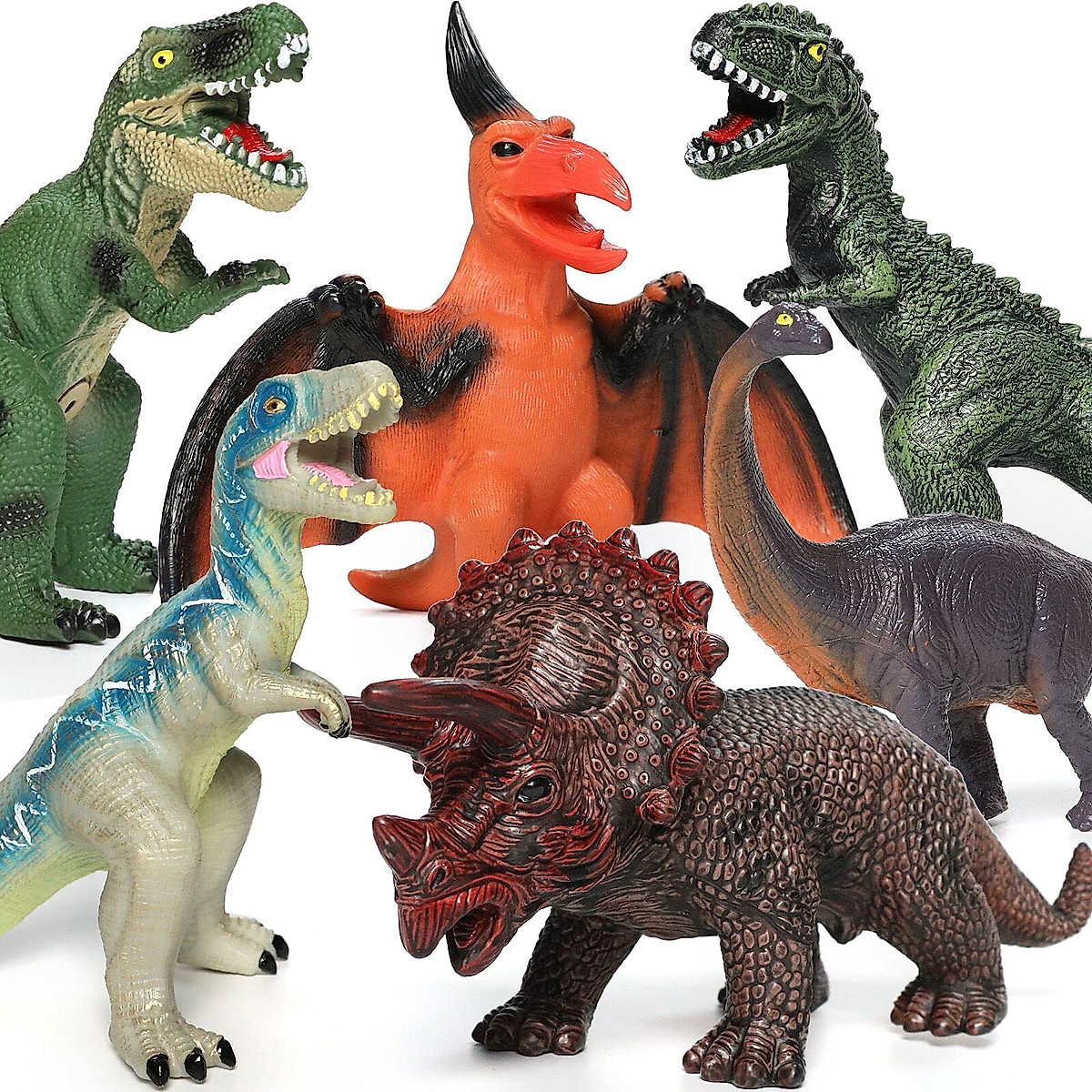Gzsbaby 6 Piece Jumbo Dinosaur Toys for Kids and Toddlers, Dinosaur Toys for Kids 3-5, Large Soft Dinosaur Toys for Dinosaur Lovers - Perfect Dinosaur Party Favors, Birthday Gifts