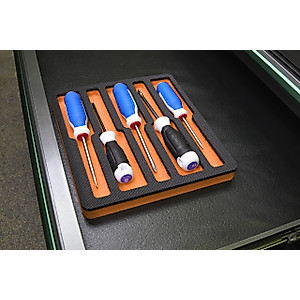 Polar Whale Tool Drawer Organizer Screwdriver Holder Insert Orange Black Durable Foam Tray Holds 5 Drivers Up To 10 Inches Fits Craftsman Husky Kobalt Milwaukee Many Others