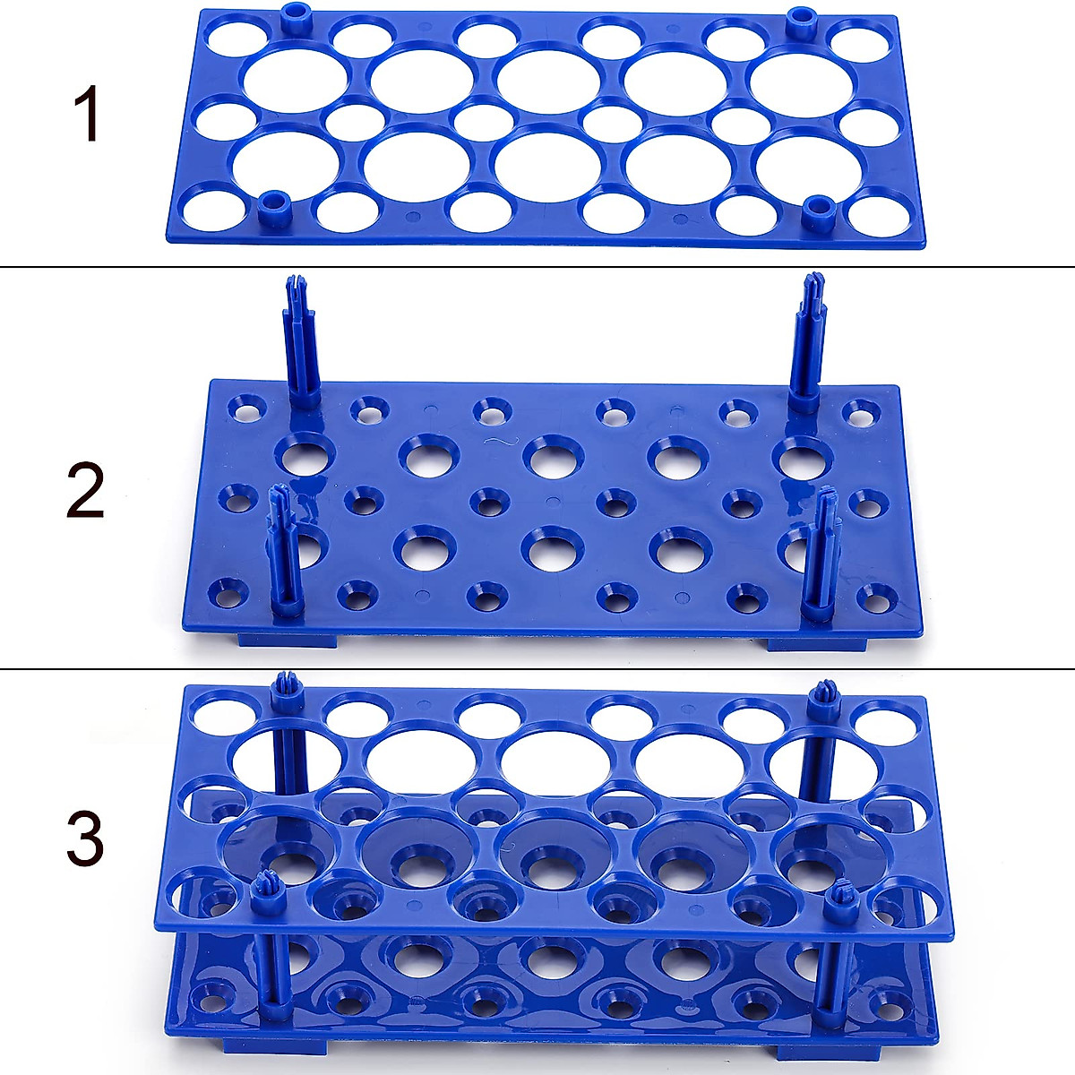 Lawei 6 Pack 28 Well Test Tube Rack, Laboratory Centrifuge Plastic Tube Holder, Detachable Plastic Stand, Storage Test Tube Rack for 10ml / 15ml / 50ml Tube, Blue and Orange