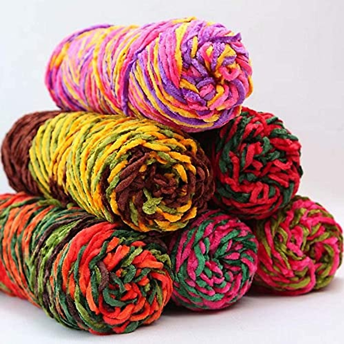 TEXXY 500g Bulky Vegan Soft Yarn Baby Chenille Velvet Yarn Knitting Crochet Yarn Crochet Chenille Yarn DIY Velvet Chenille Yarn (Color : Orange Green)