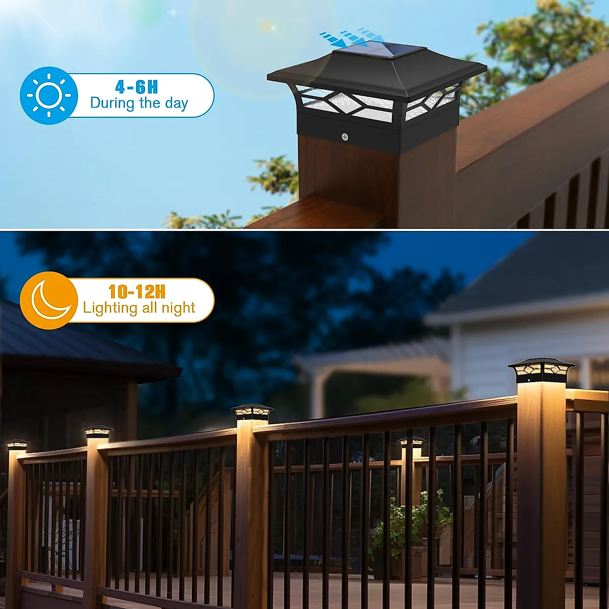 JOFIOS Solar Post Cap Lights Outdoor 12pack, Waterproof Solar Powered Deck Fence Post Lights for 4x4 Wood/Vinyl Posts, Solar Outdoor LED Light with Cool/Warm Lighting Decorate Garden Patio Porch…