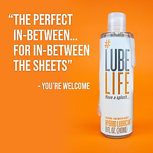 Lube Life Silicone and Water-Based Hybrid Lubricant, Long Lasting Lube for Men, Women and Couples, 8 Fl Oz