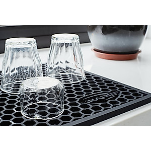 IKAPE Drying Coffee Maker Mat, Multi-functional Water Filter Mat, Easy to Clean, Durable, Suitable for Coffee and Tea Accessories and Kitchen Counters(Black, 15.75in*11.81in)