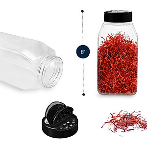 ROYALHOUSE - 6 PACK - 32 Oz with Black Cap - Plastic Spice Jars Bottles Containers ? Perfect for Storing Spice, Herbs and Powders ? Lined Cap - Safe Plastic ? PET - BPA free - Made in the USA?