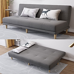 JHKZUDG Convertible Chair Bed, 3 Angles Adjustable Back,Sleeper Sofa with Adjustable Backrest, 4-in-1 Folding Floor Couch,for Dorm, Guest Room,Beige,120 × 61 × 75cm