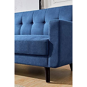 Peciafy Mid-Century Modern Loveseat/Sofa/Couch, with Upholstered Fabric in Brown for Living Room, Bedroom, Office, Apartment - Blue