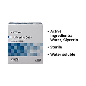 McKesson Lubricating Jelly, Sterile, Water Soluble, Unscented, Greaseless, 4 oz, 12 Count, 1 Pack
