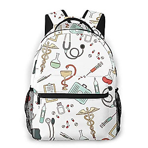 Nurse Doctor Medicine Laptop Backpack Casual Large Teen Girls Women Kids School Bags Fashion Cute Bookbag School Student Computer Backpacks Travel Hiking Camping Daypack