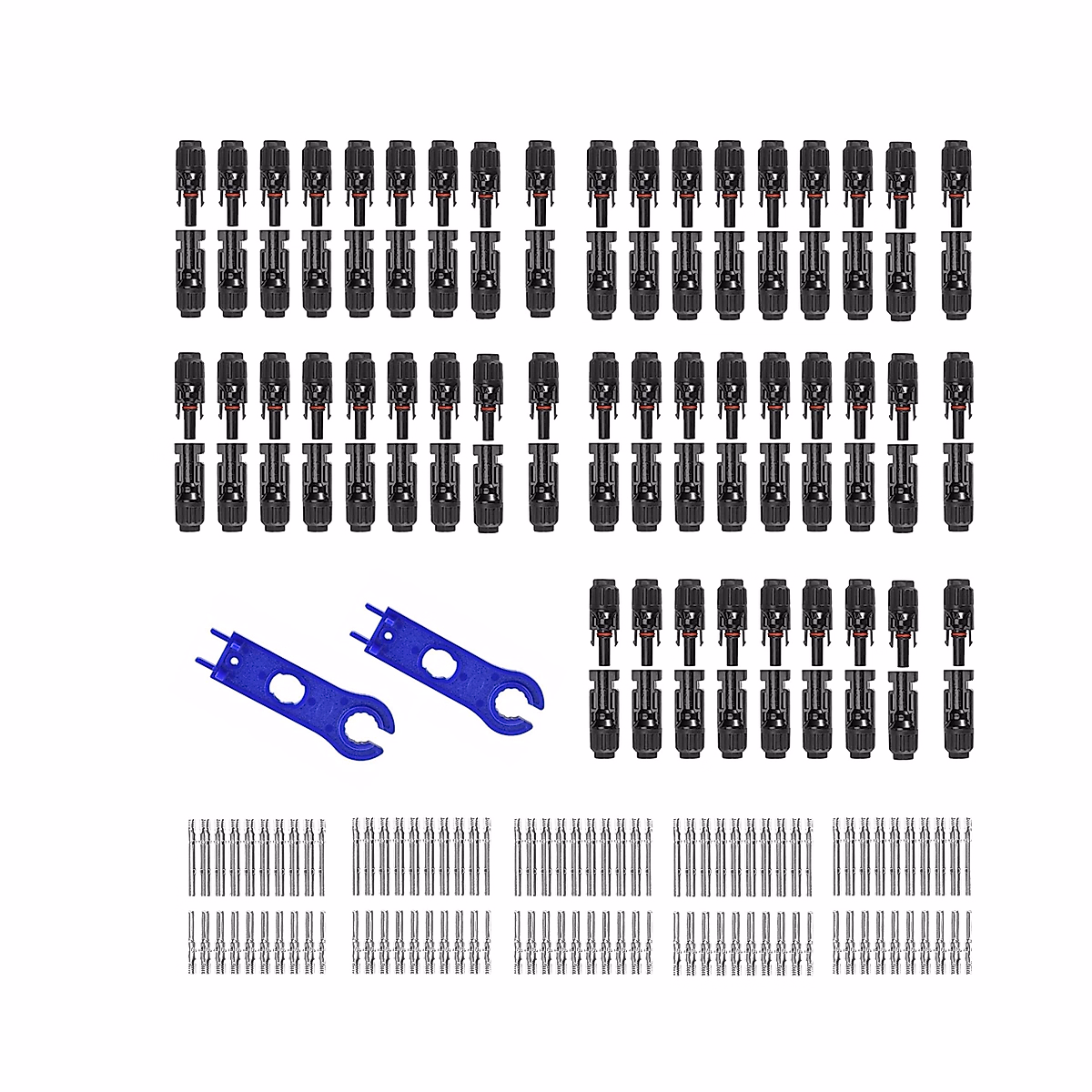 Nixesky 100PCS/50 Pairs Solar connectors Waterproof IP67 Solar Panel Connector Male/Female pv connectors(14-10AWG) with 2 Spanners (50)