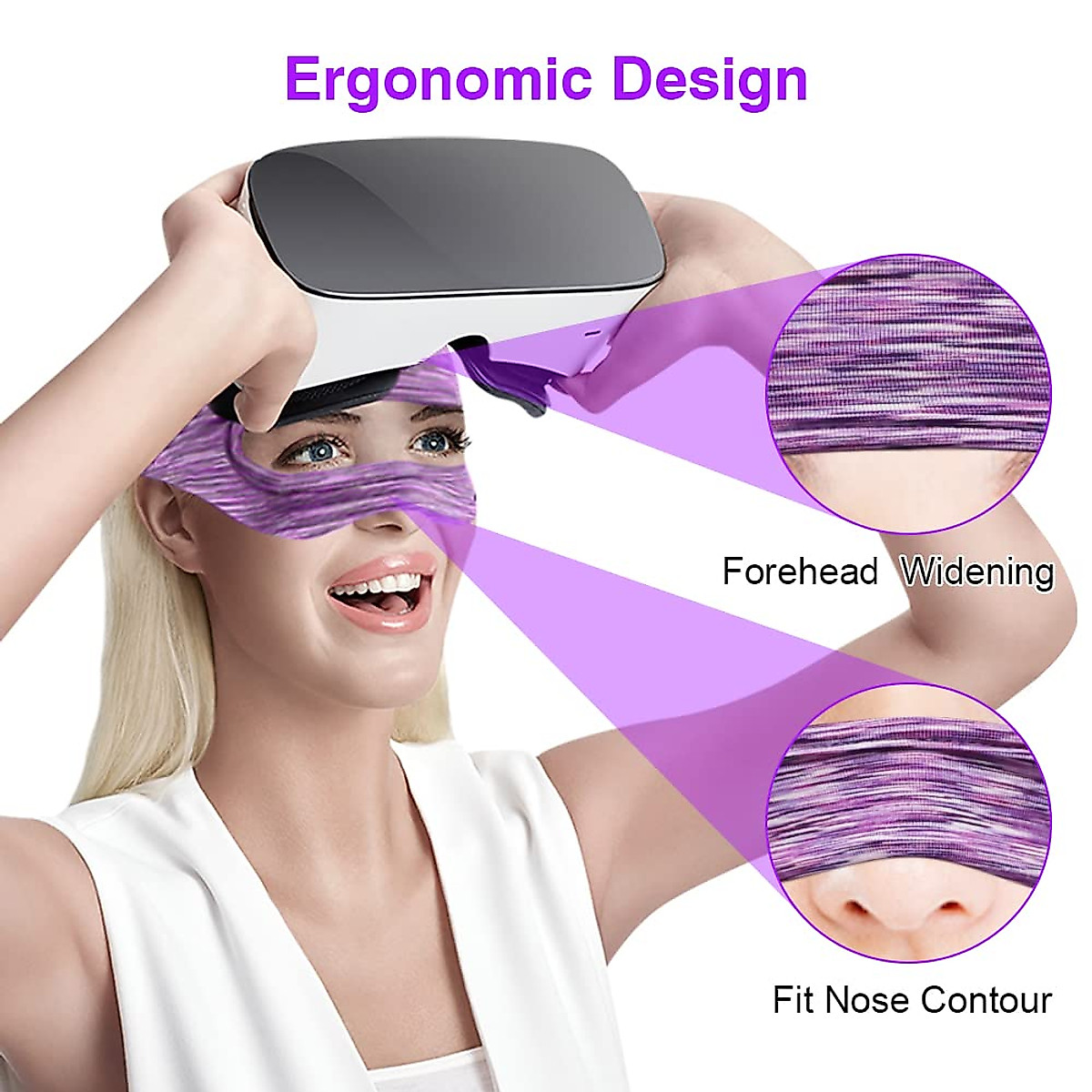 2 Pcs VR Eye Mask Cover, Begonia Breathable Adjustable Elastic Sweat Band VR Accessories for VR Workouts Use with Virtual Reality Headsets Oculus Quest 2 HTC Vive