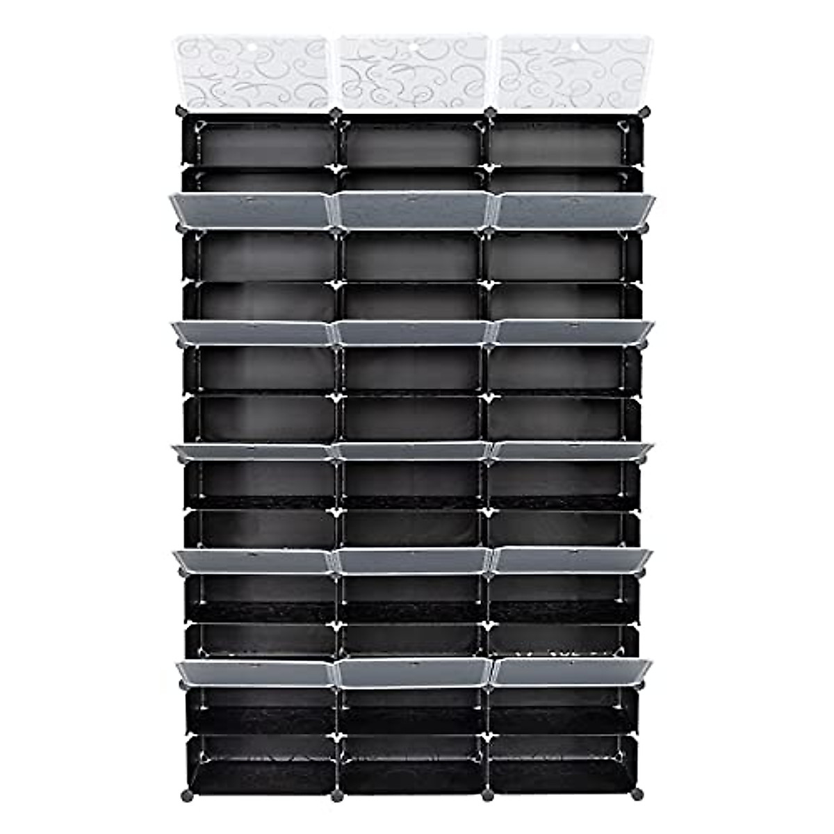 Tesmula 12-Tier Portable 72 Pair Shoe Rack Organizer 36 Grids Tower Shelf Storage Cabinet , Black