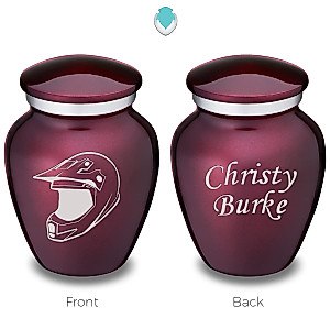 GetUrns Keepsake Embrace Dirt Bike Cremation Urn with Custom Engraving (Cherry Purple)