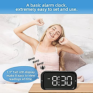 Searon Alarm Clock for Bedroom - Digital Desk Clock for Kids Dimmable LED Display, Dual Loud Alarms, Programmable Snooze, 12/24H, DC 5V/1A USB Port Charger - 5.6 x 2 x 2.8 Inches